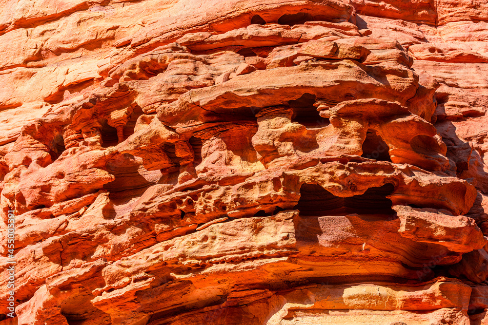 Colored Salam canyon in the Sinai Peninsula, beautiful curved limestone ...