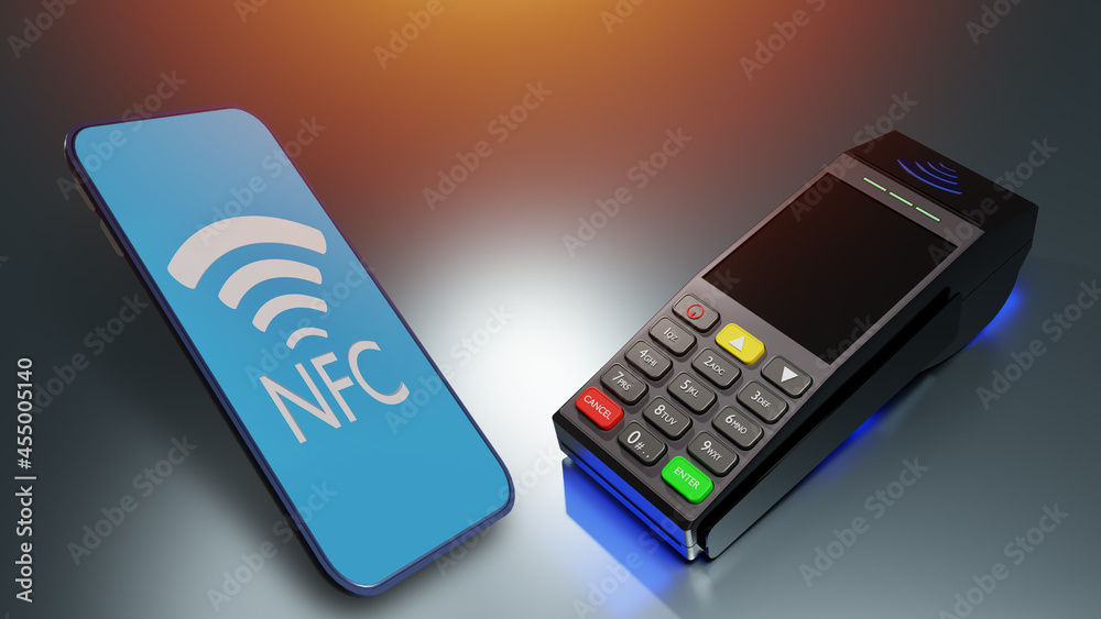 Contactless payment by phone. PayPass system in smartphone. Payment ...
