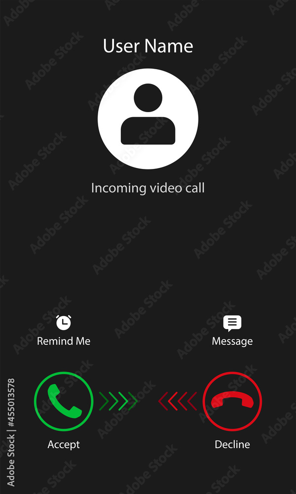 Flat vector illustration of an incoming video call on a smartphone ...