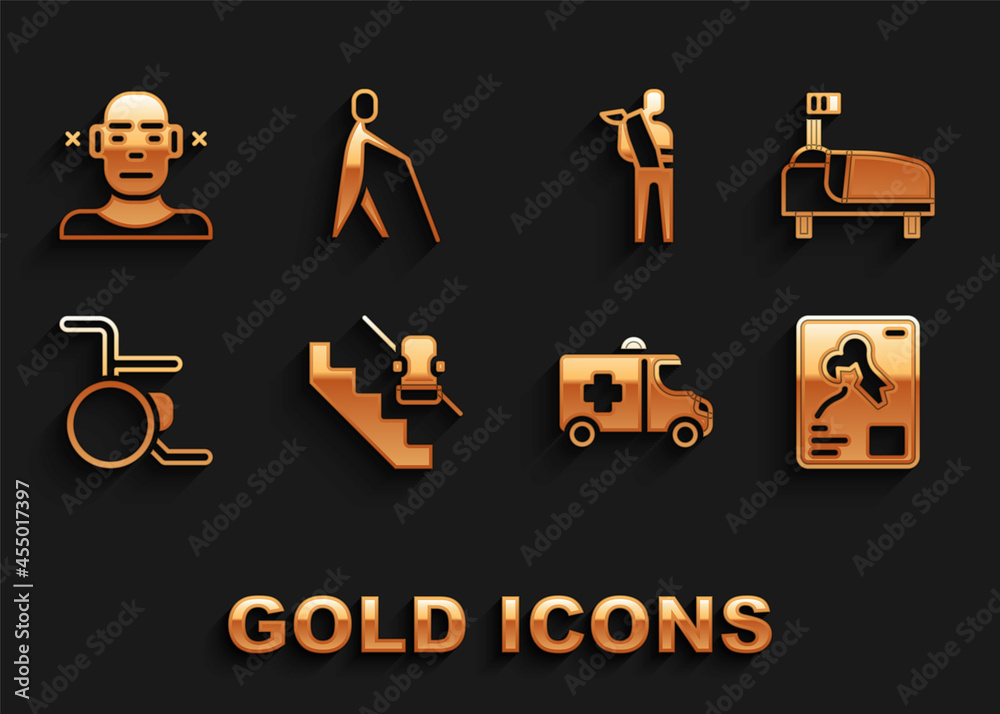 Set Disabled elevator, Hospital bed, X-ray shots, Emergency car ...