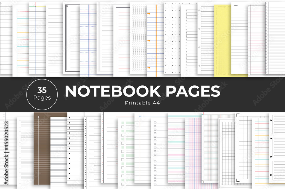 notebook paper journal , kdp interior, Notebook pages, journal cards ...