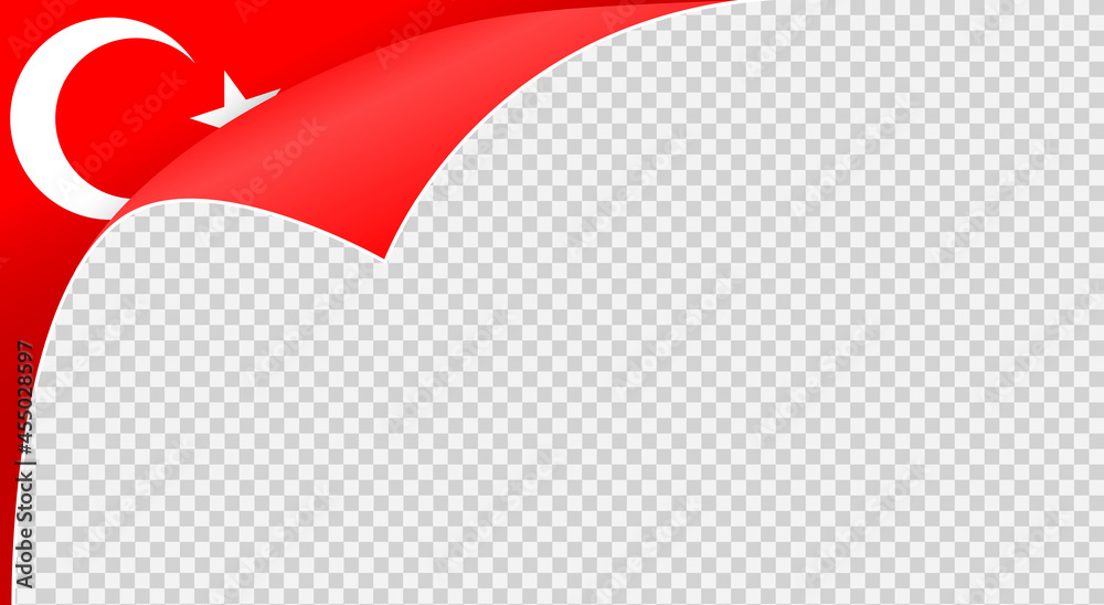 Curled corner Turkey flag isolated on png or transparent background ...