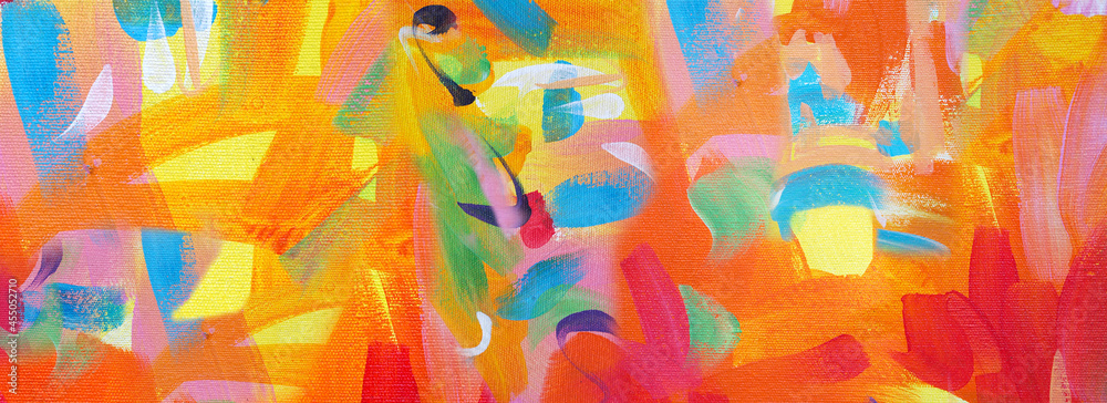 Hand drawn painting abstract art panorama background colors texture ...