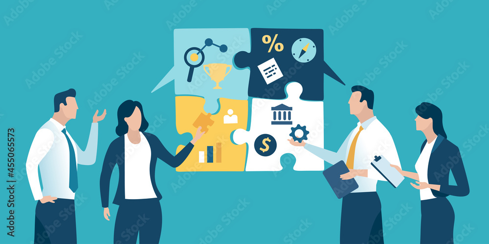 Business planning. Cooperation. The team is creating a project ...