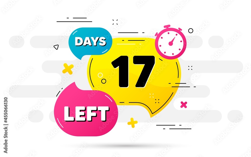 Seventeen days left icon. Countdown number on abstract flow pattern. 17 ...