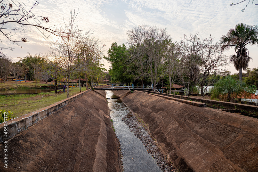 Water channels that divert part of the water from the river to a ...