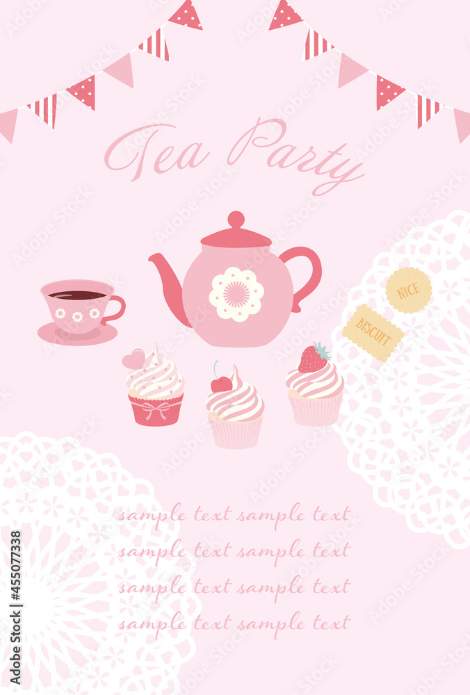 vector background with tea and sweets for banners, cards, flyers ...