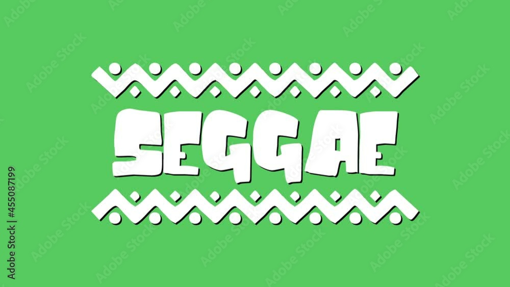 Seggae African music style. 4K color video. Animation Cartoon text on ...