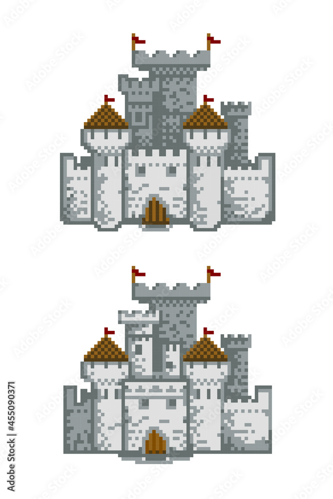 castle pixel art vector icon for games and web sites Stock Vector ...