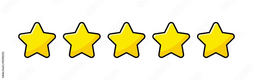 5 rating strars sign with yellow color in flat design style. Customer ...