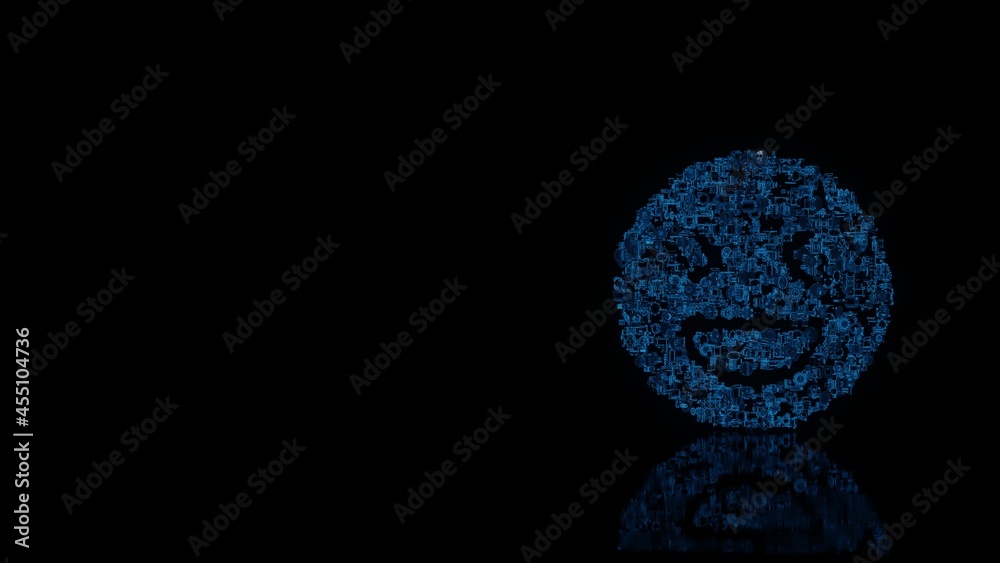 3d rendering mechanical parts in shape of symbol of emoticons laughing ...