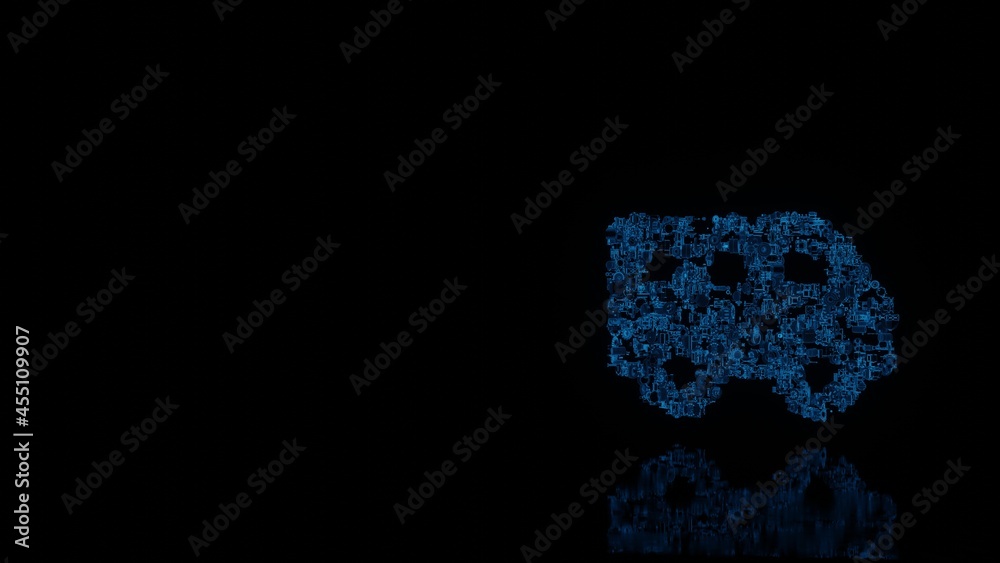 3d rendering mechanical parts in shape of symbol of shuttle van ...