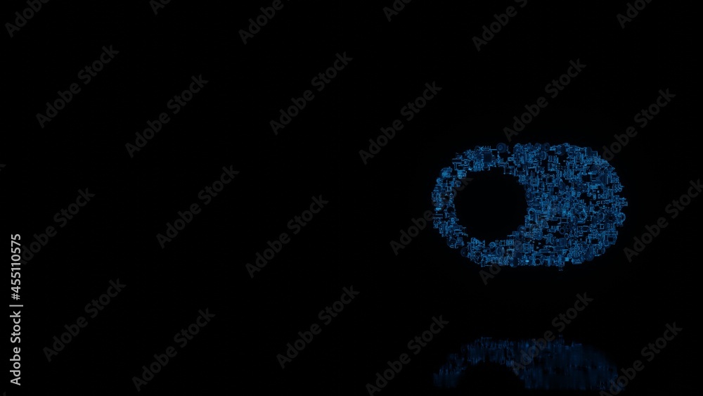 3d rendering mechanical parts in shape of symbol of switch isolated on ...