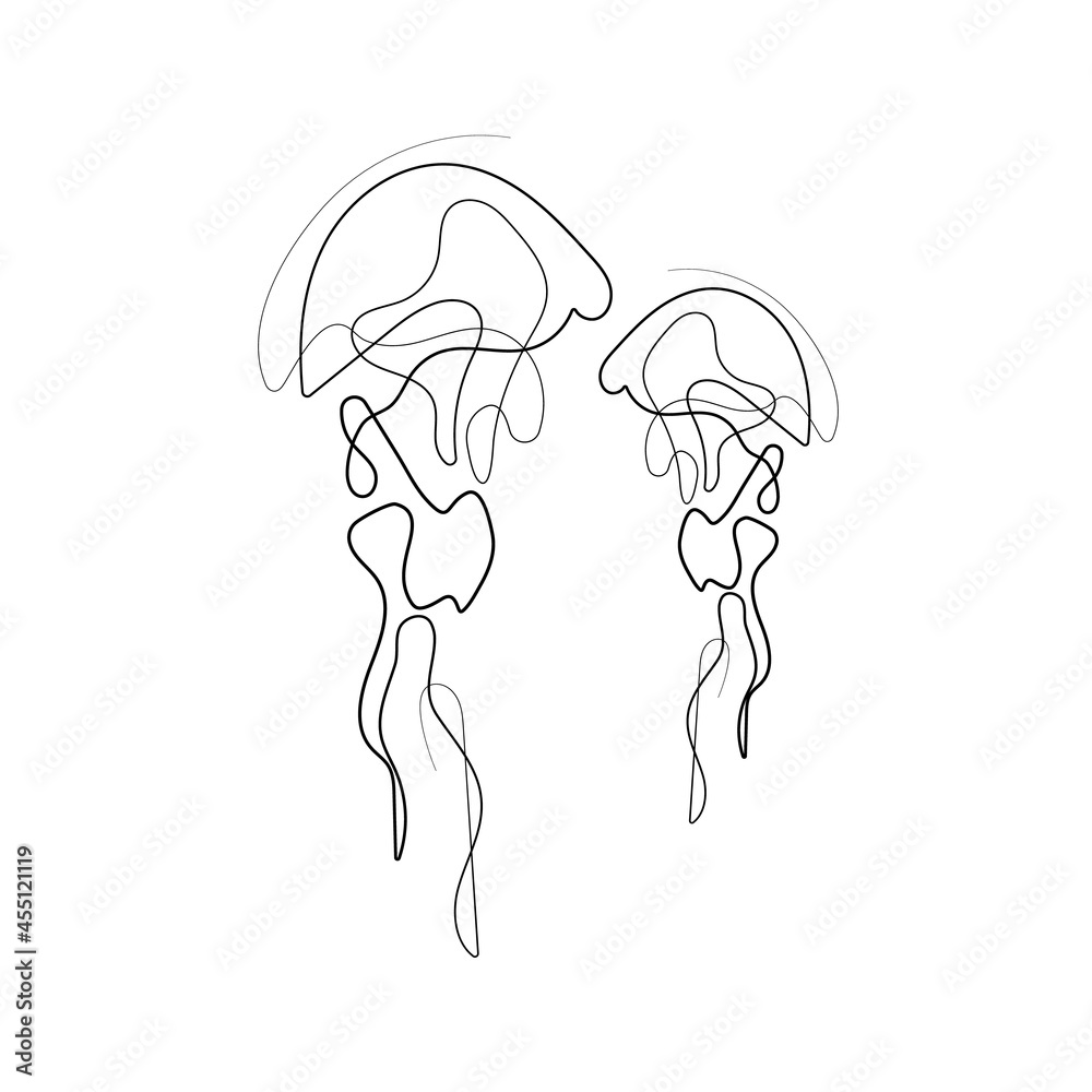 Line art one line jellyfish for decoration design Stock Vector | Adobe ...