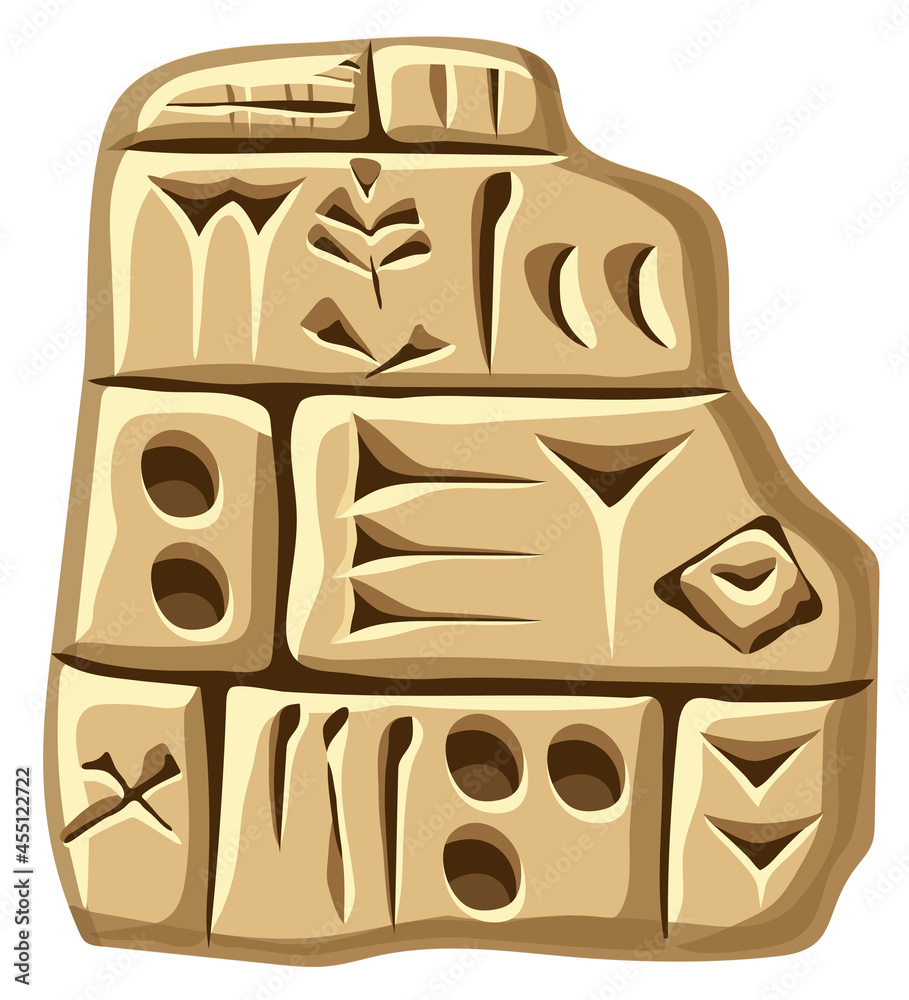 Akkadian cuneiform, assyrian and sumerian writing. Old script alphabet ...