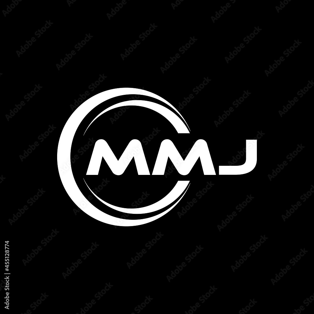 MMJ letter logo design with black background in illustrator, vector ...