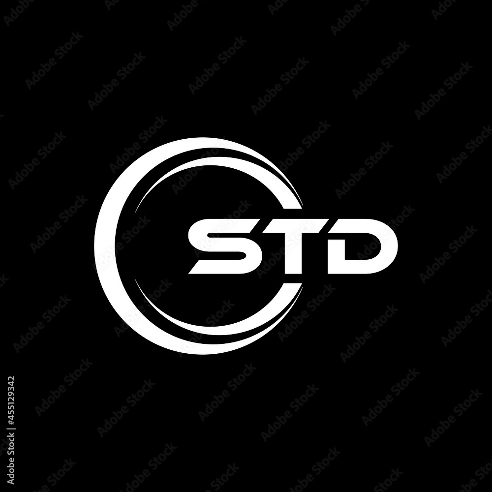 STD letter logo design with black background in illustrator, vector ...