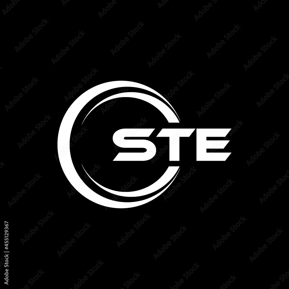 STE letter logo design with black background in illustrator, vector ...