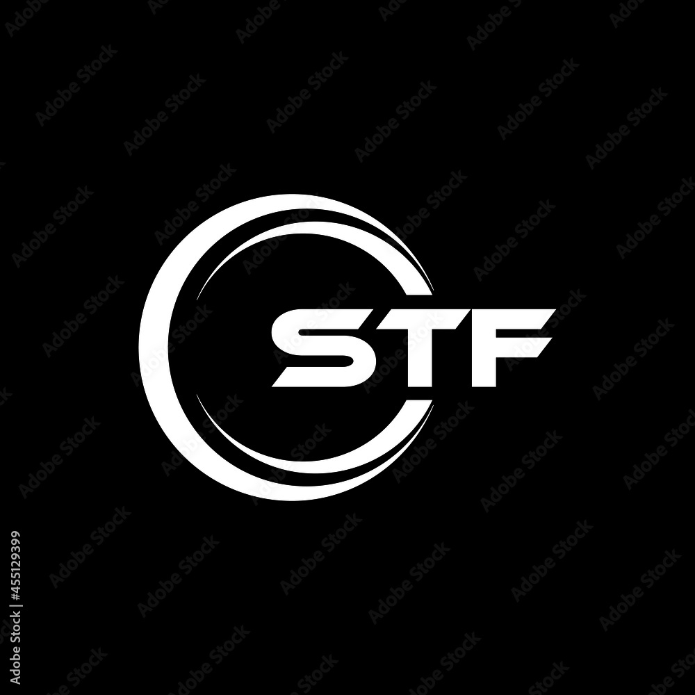 STF letter logo design with black background in illustrator, vector ...
