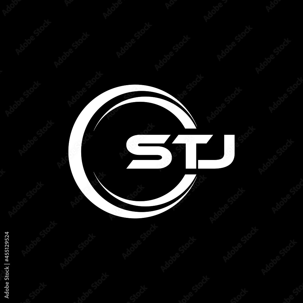 STJ letter logo design with black background in illustrator, vector ...