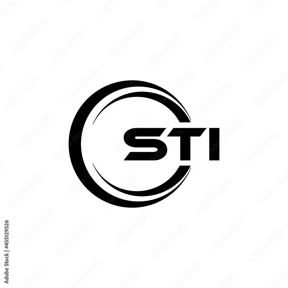 STI letter logo design with white background in illustrator, vector ...