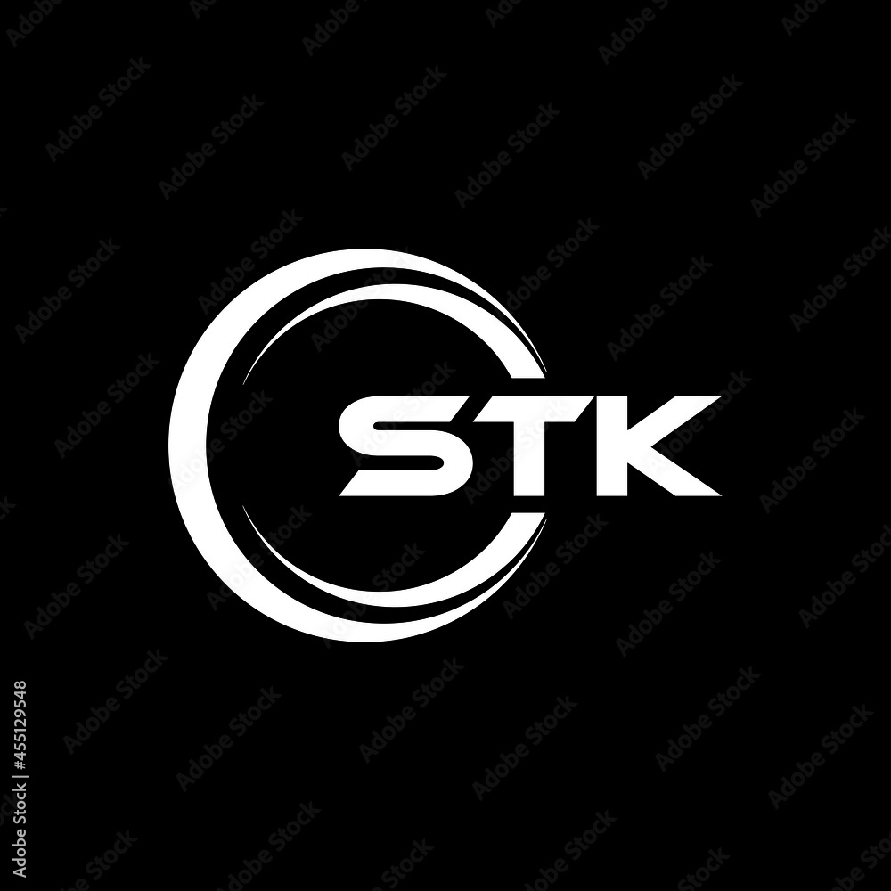 STK letter logo design with black background in illustrator, vector ...