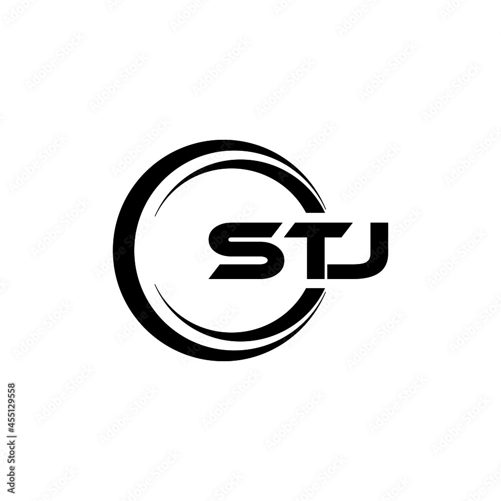 STJ letter logo design with white background in illustrator, vector ...