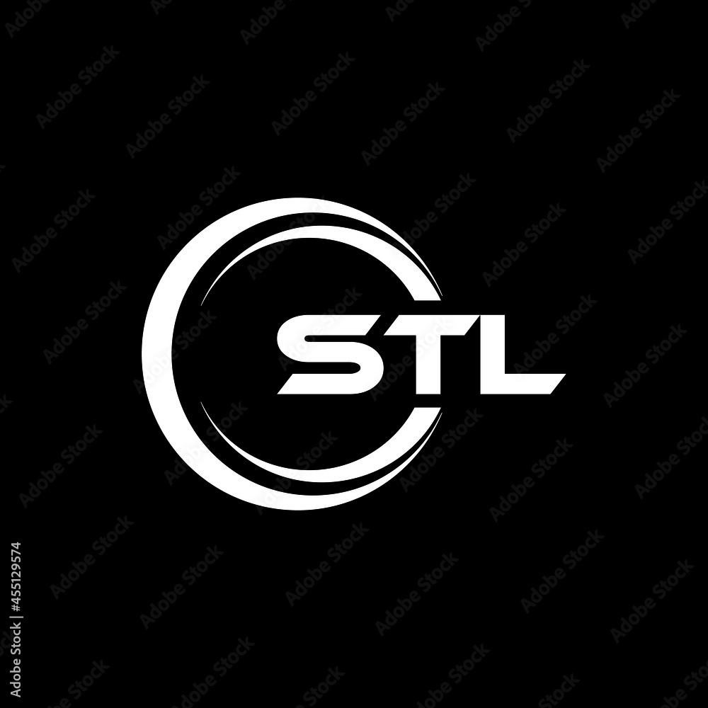 STL letter logo design with black background in illustrator, vector ...