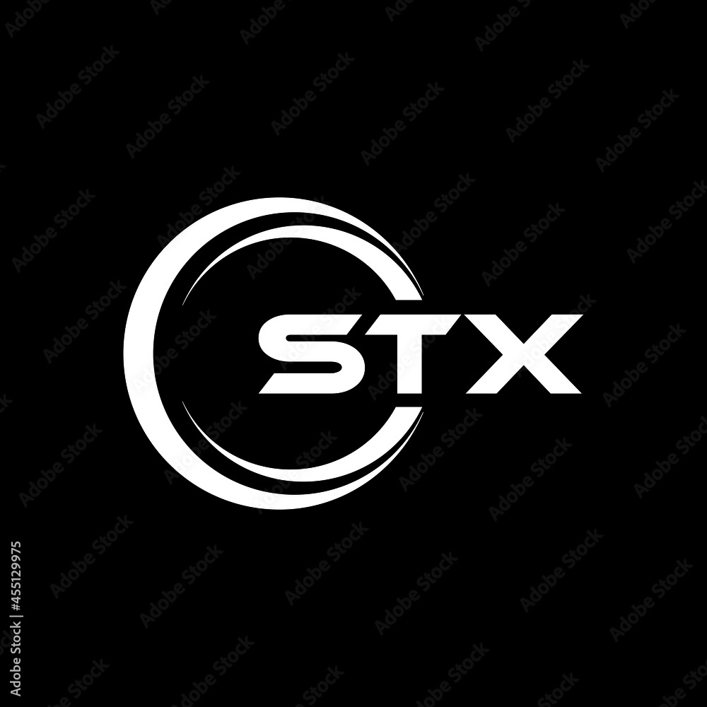 Vettoriale Stock STX letter logo design with black background in ...