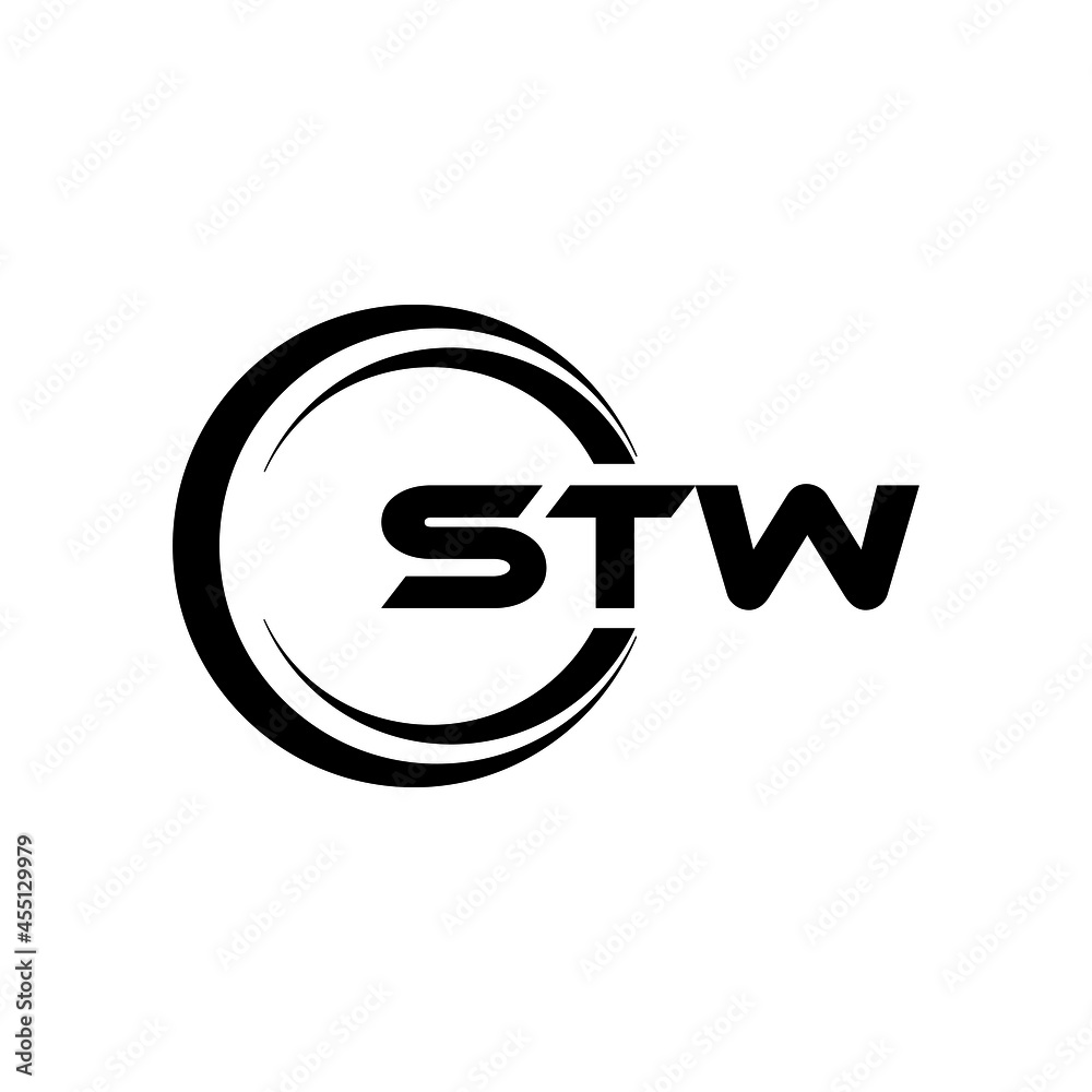 Vettoriale Stock STW letter logo design with white background in ...