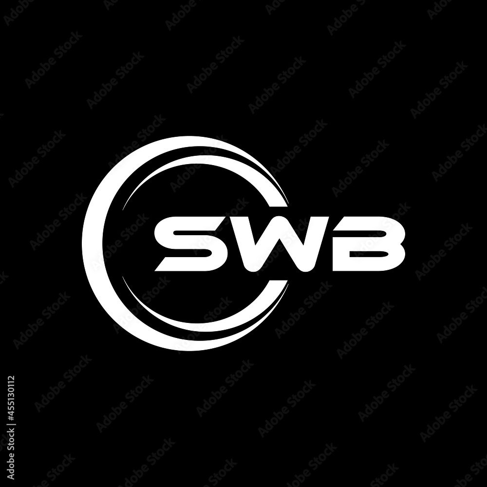 SWB letter logo design with back background in illustrator, vector logo ...