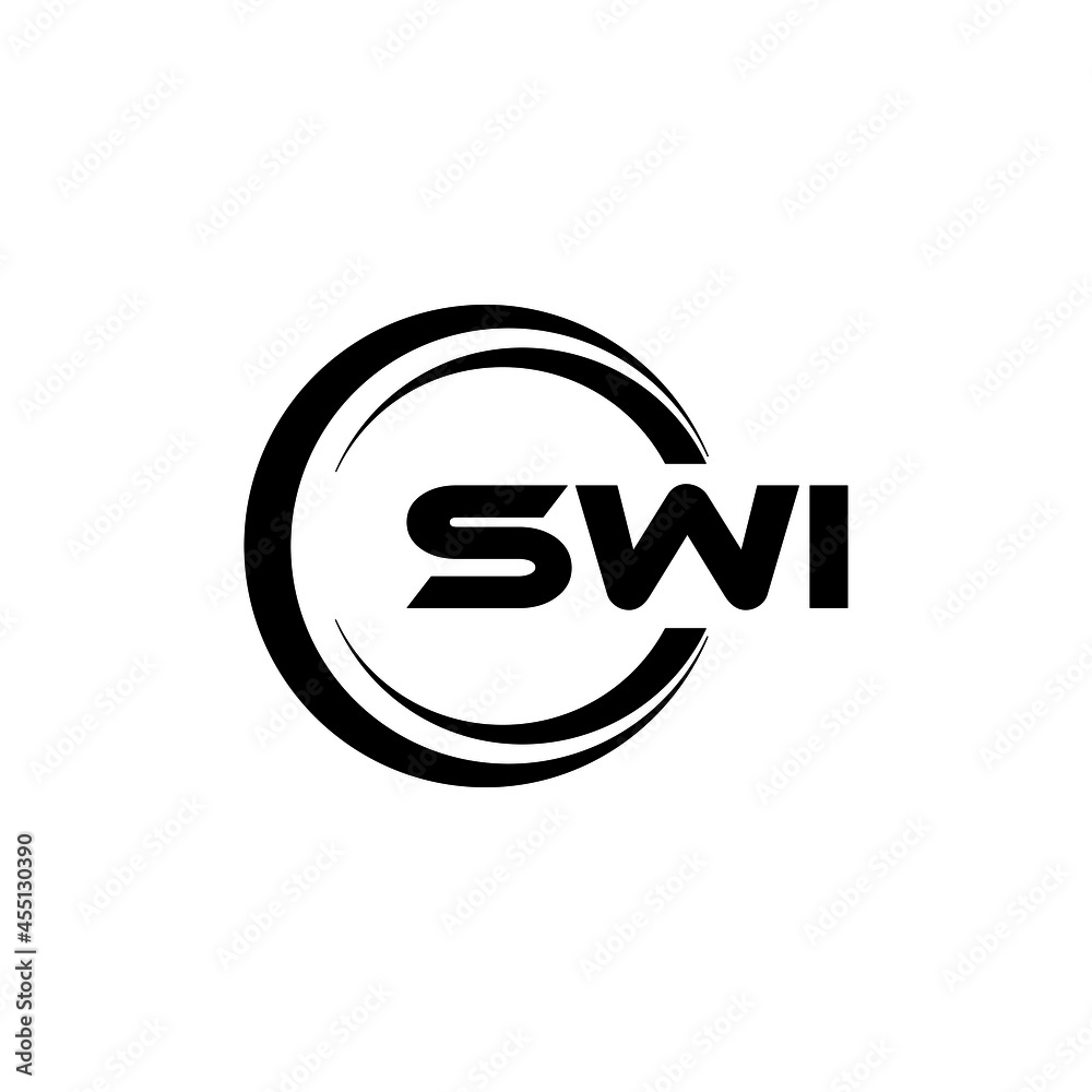 SWI letter logo design with white background in illustrator, vector ...