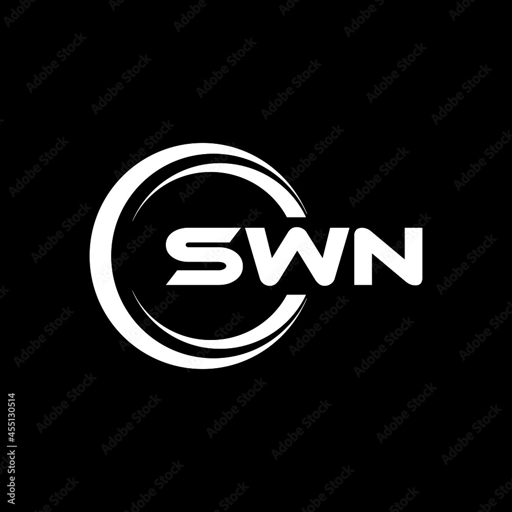 Vecteur Stock SWN letter logo design with back background in ...