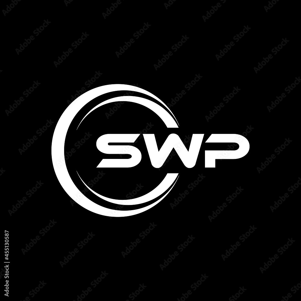 Vecteur Stock SWP letter logo design with back background in illustrator, vector logo modern ...