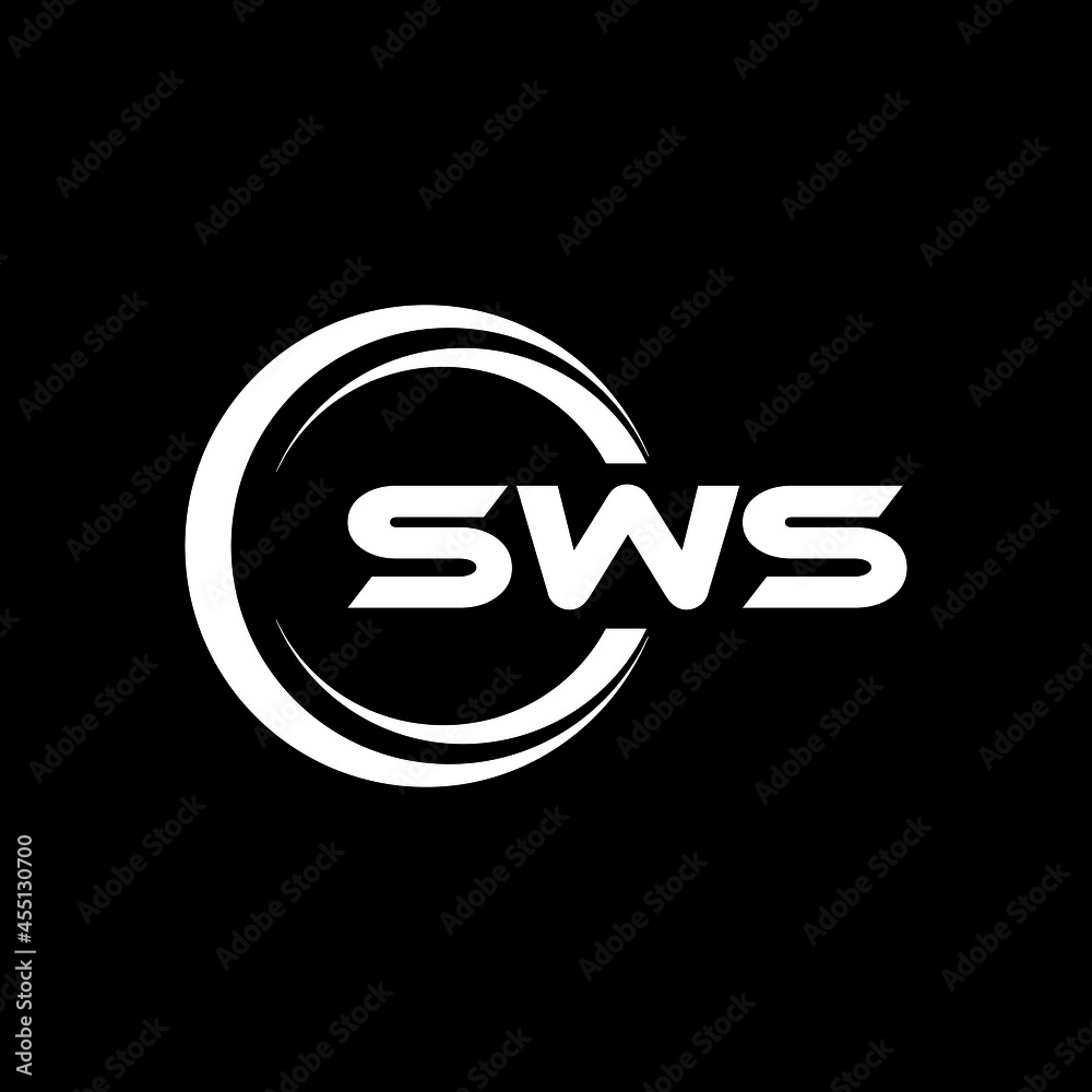 SWS letter logo design with back background in illustrator, vector logo ...