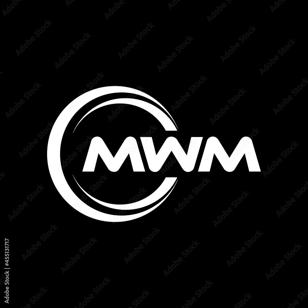 MWM letter logo design with black background in illustrator, vector ...