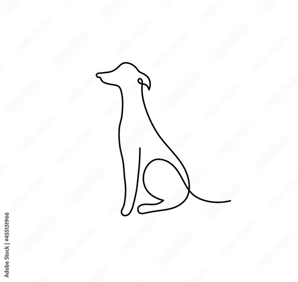 Vector isolated dog one line single line drawing. Line art dog black ...