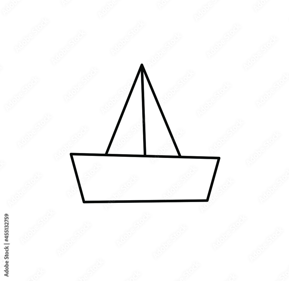 Vector isolated paper boat simple small drawing. Tiny paper origami ...