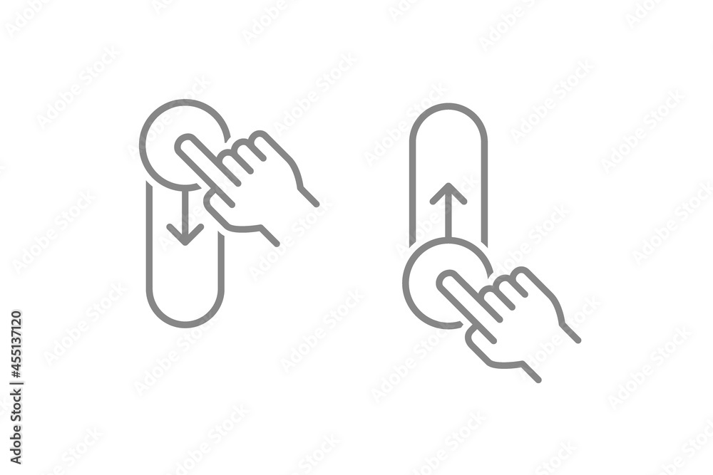 Set of up, down phone swipe gestures. Lock and unlock progress bar line ...