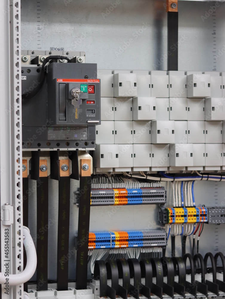 The ABB circuit breakers are installed in the Rittal electrical panel ...
