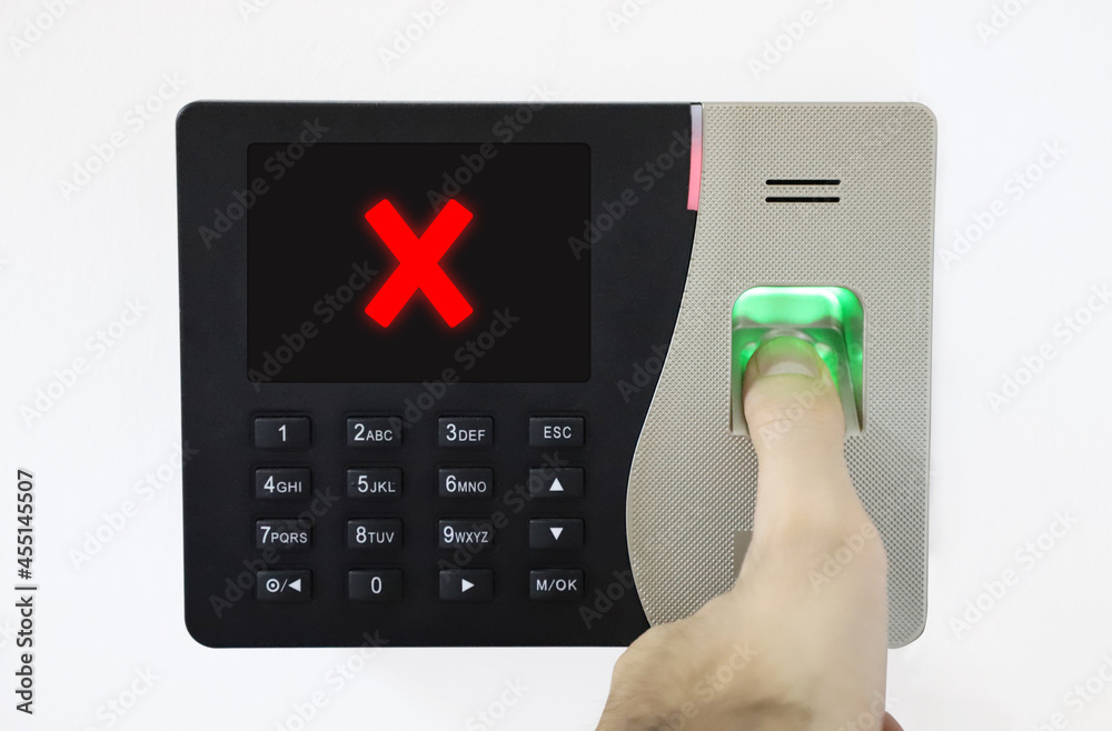 Biometric Fingerprint Scanner. Thumb on fingerprint. access control ...
