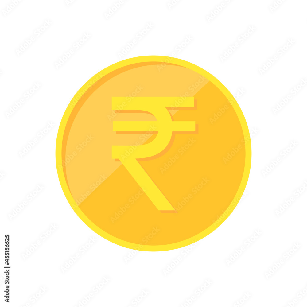 Rupee coin. Indian rupee gold coin isolated on white background. Vector ...