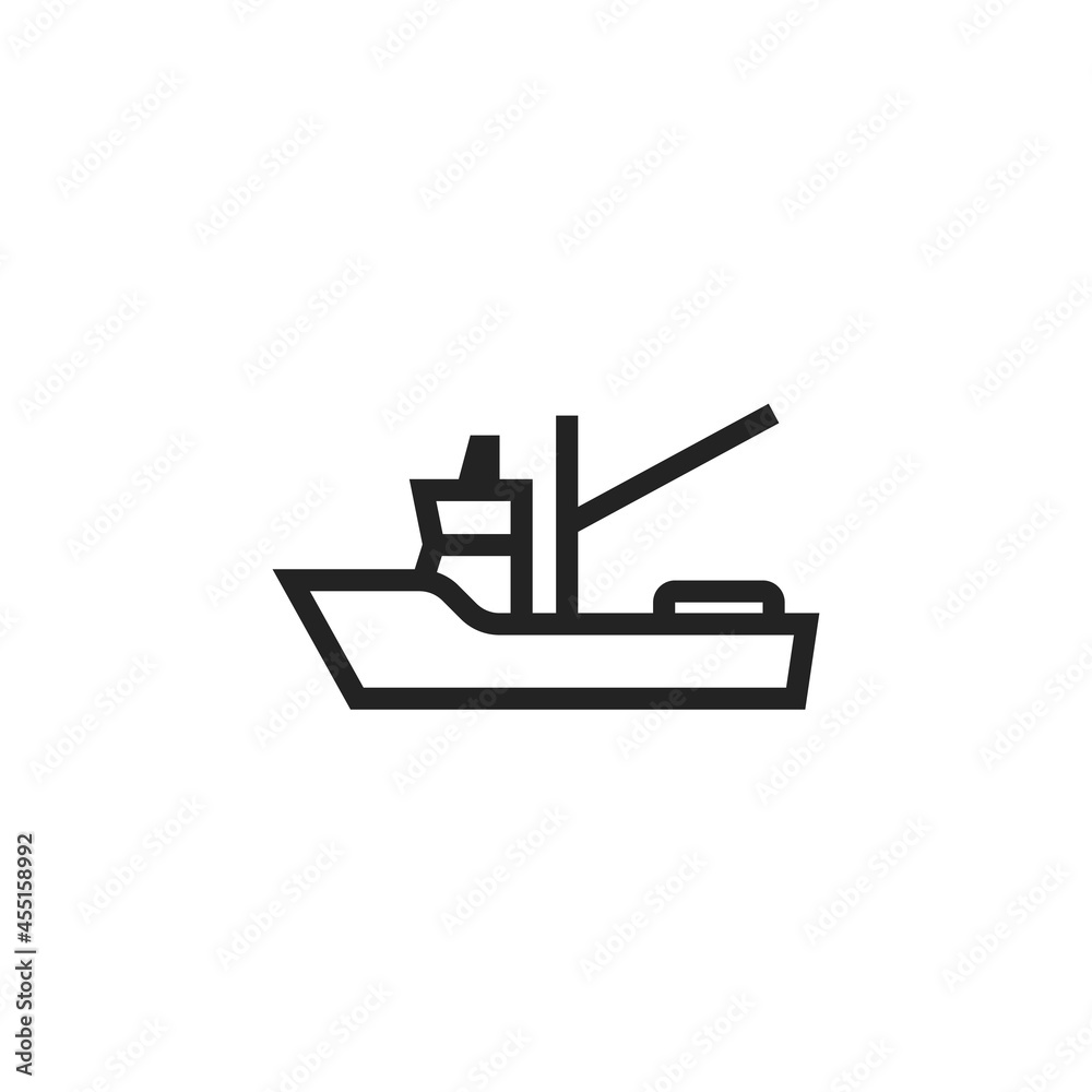 fishing trawler line icon. water transport symbol. isolated vector ...