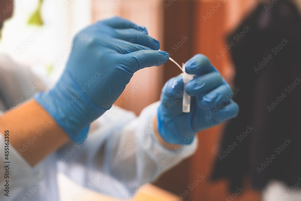 Process of express fast coronavirus testing examination by medic, COVID ...