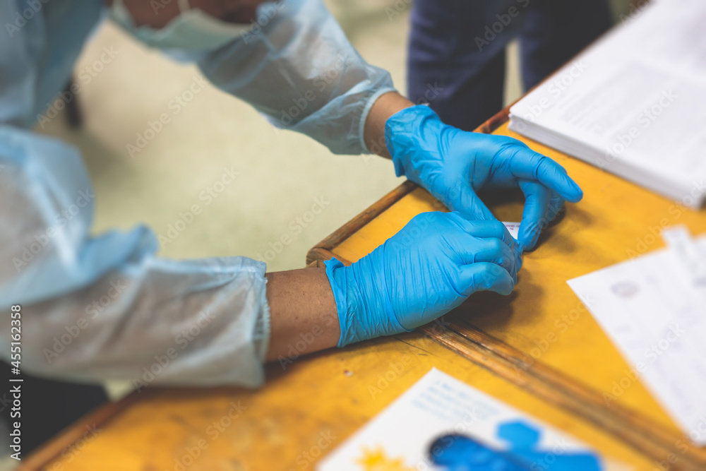 Process of express fast coronavirus testing examination by medic, COVID ...