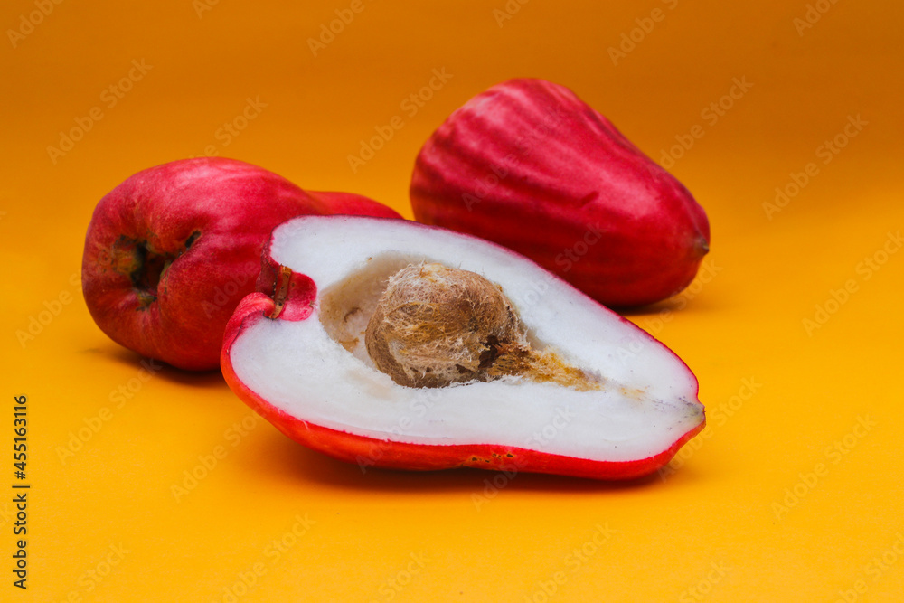 Jambu Bol or Jambu Jamaica isolated on orange background also known as ...