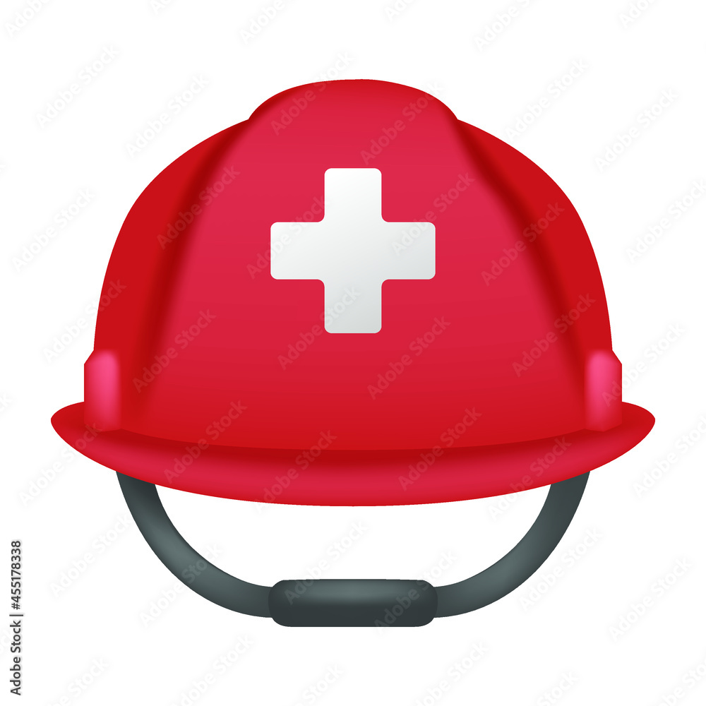 Rescue Worker’s Helmet Emoji Icon Illustration Sign. White Cross Vector ...