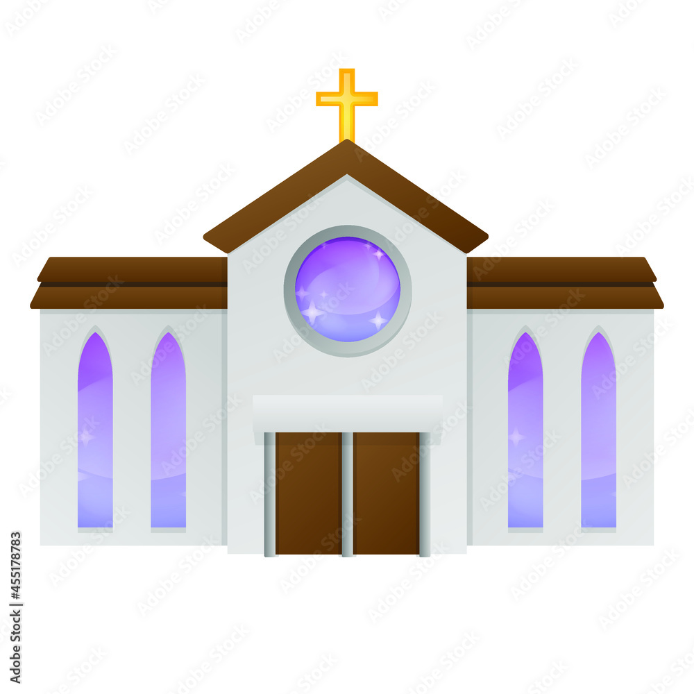 Church Building Emoji Icon Illustration Sign. Christian Religion Cross ...