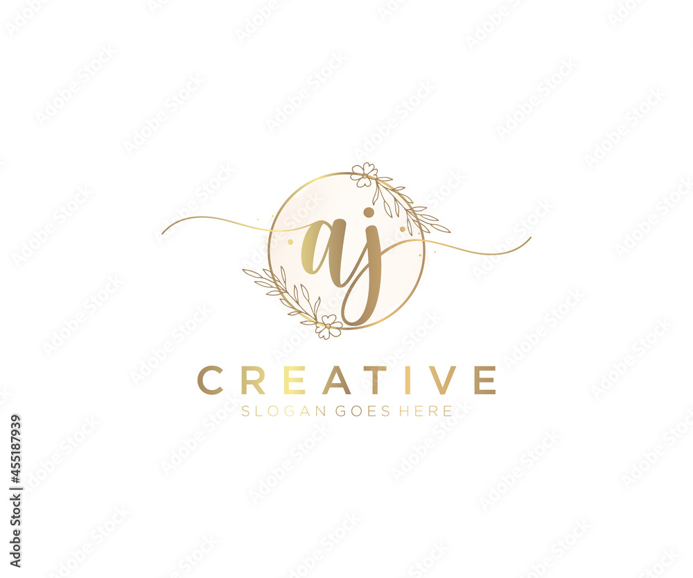 initial AJ Feminine logo beauty monogram and elegant logo design ...