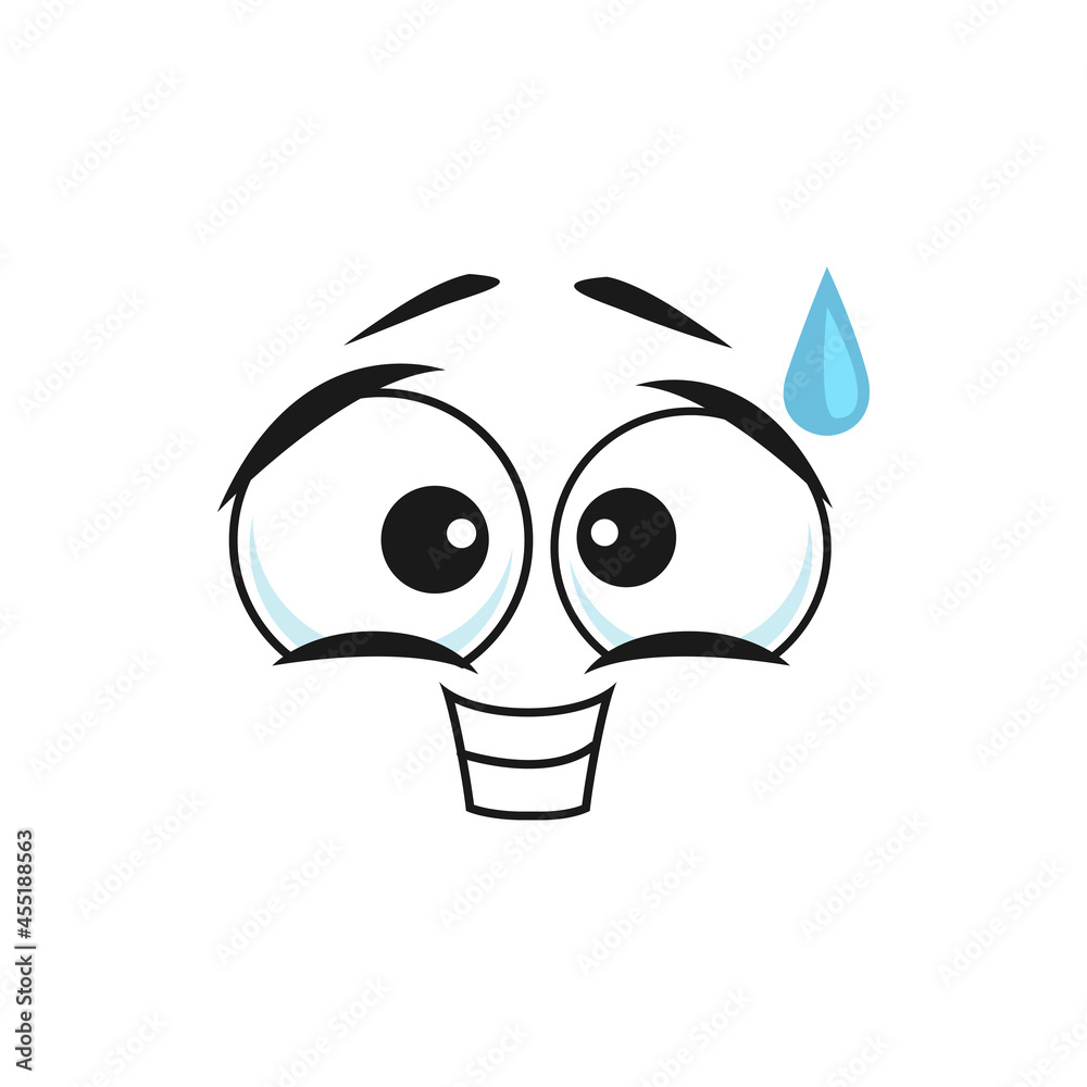 Scared face with drop of sweat isolated emoticon icon. Vector ...